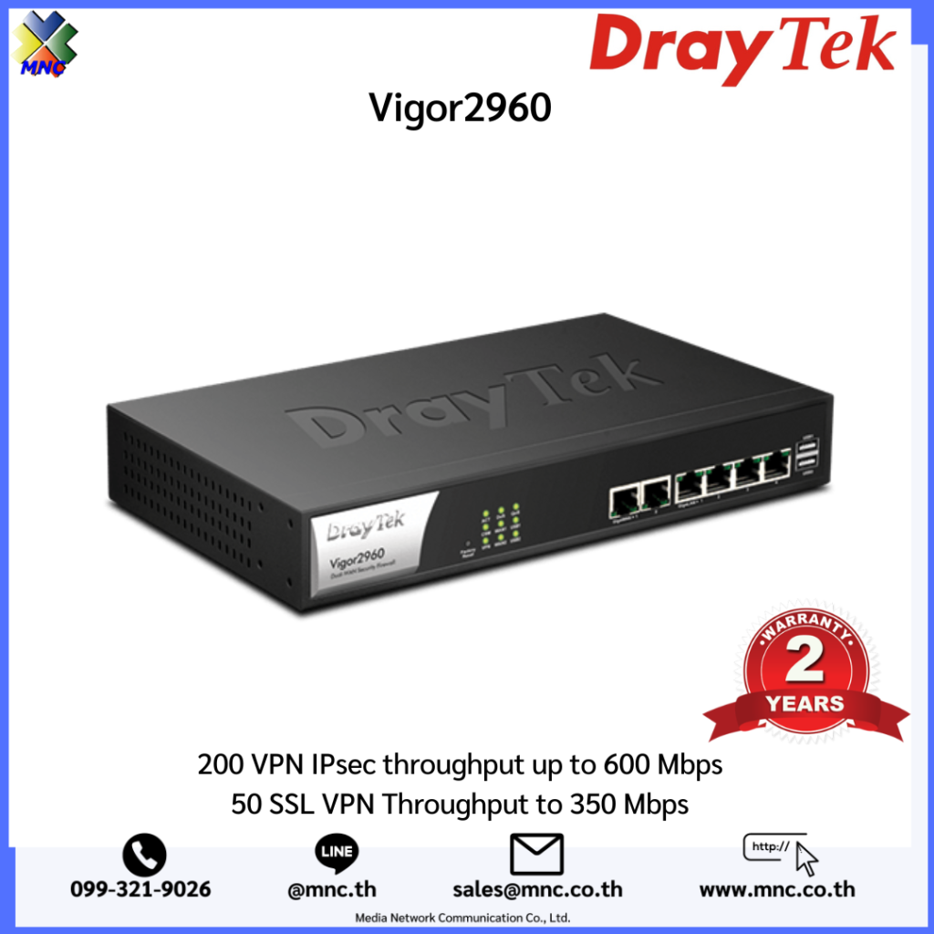 Vigor2960, DrayTek dual-WAN broadband router/VPN gateway for up to 200 ...