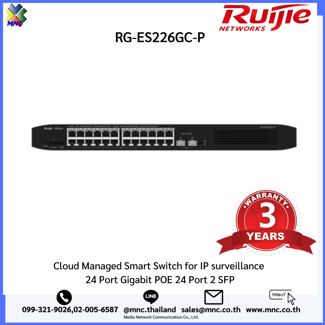 RG-ES226GC-P, 26-Port Gigabit Smart Cloud Mananged PoE Switch » MNC Co ...