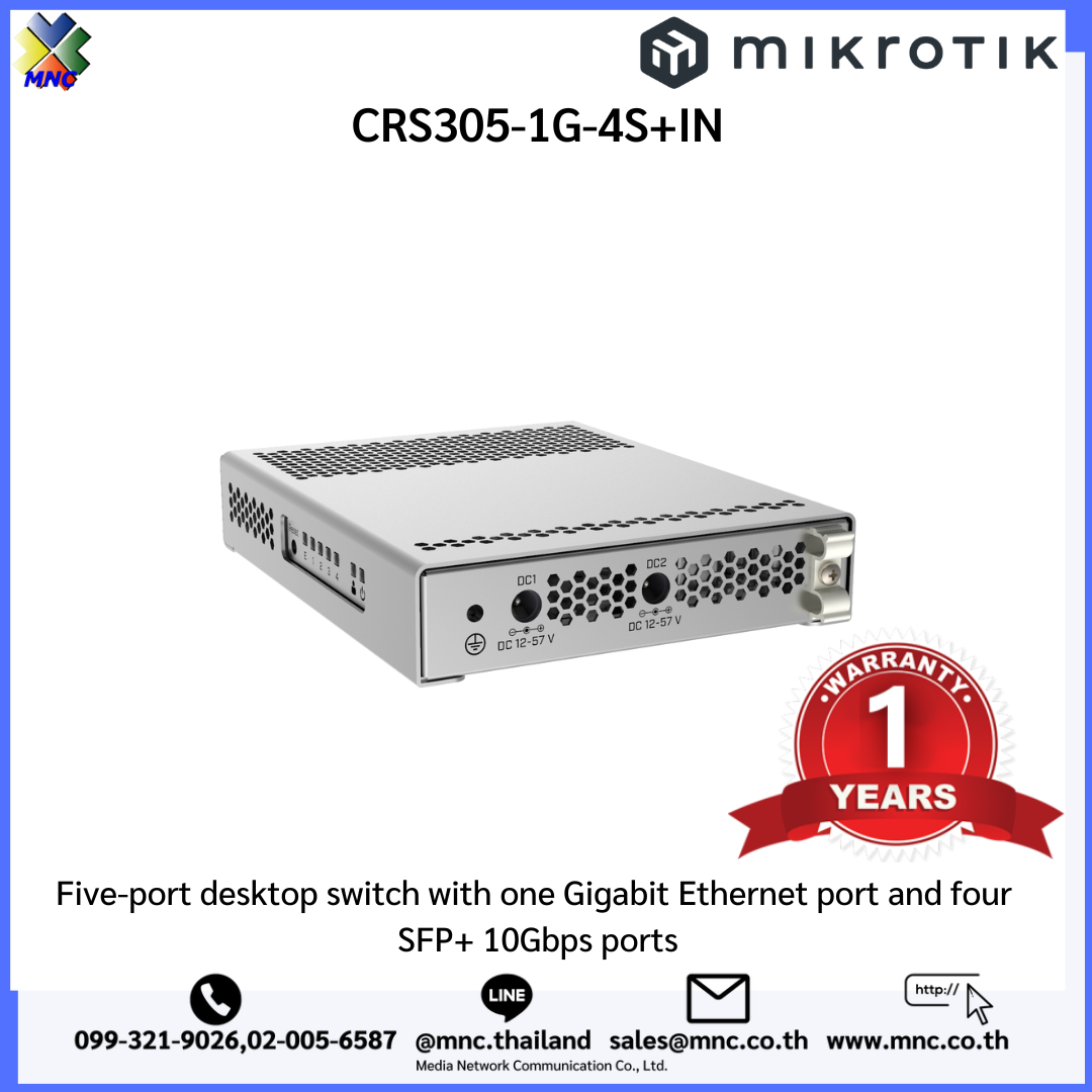 CRS305-1G-4S+IN, Mikrotik 5 port desktop switch with one Gigabit ...