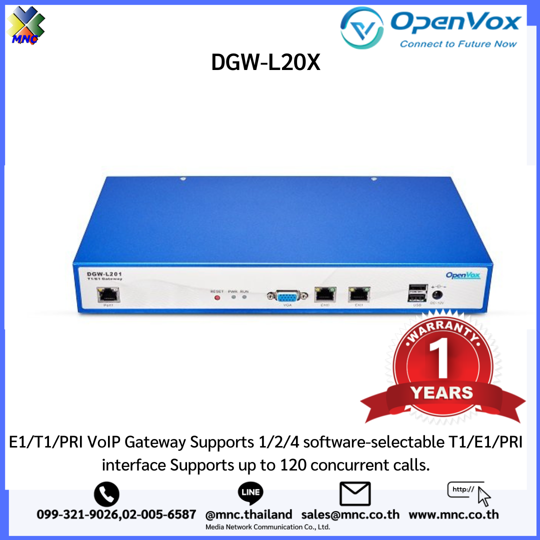 DGW-L20X Series, 1/2/4 T1/E1 VoIP Gateways 60-120 คู่สาย » MNC Co., Ltd.