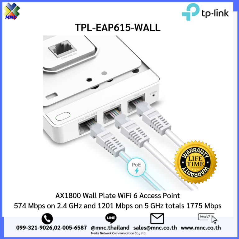 EAP615-Wall, TP-LINK AX1800 Wall Plate WiFi 6 Access Point » MNC Co., Ltd.