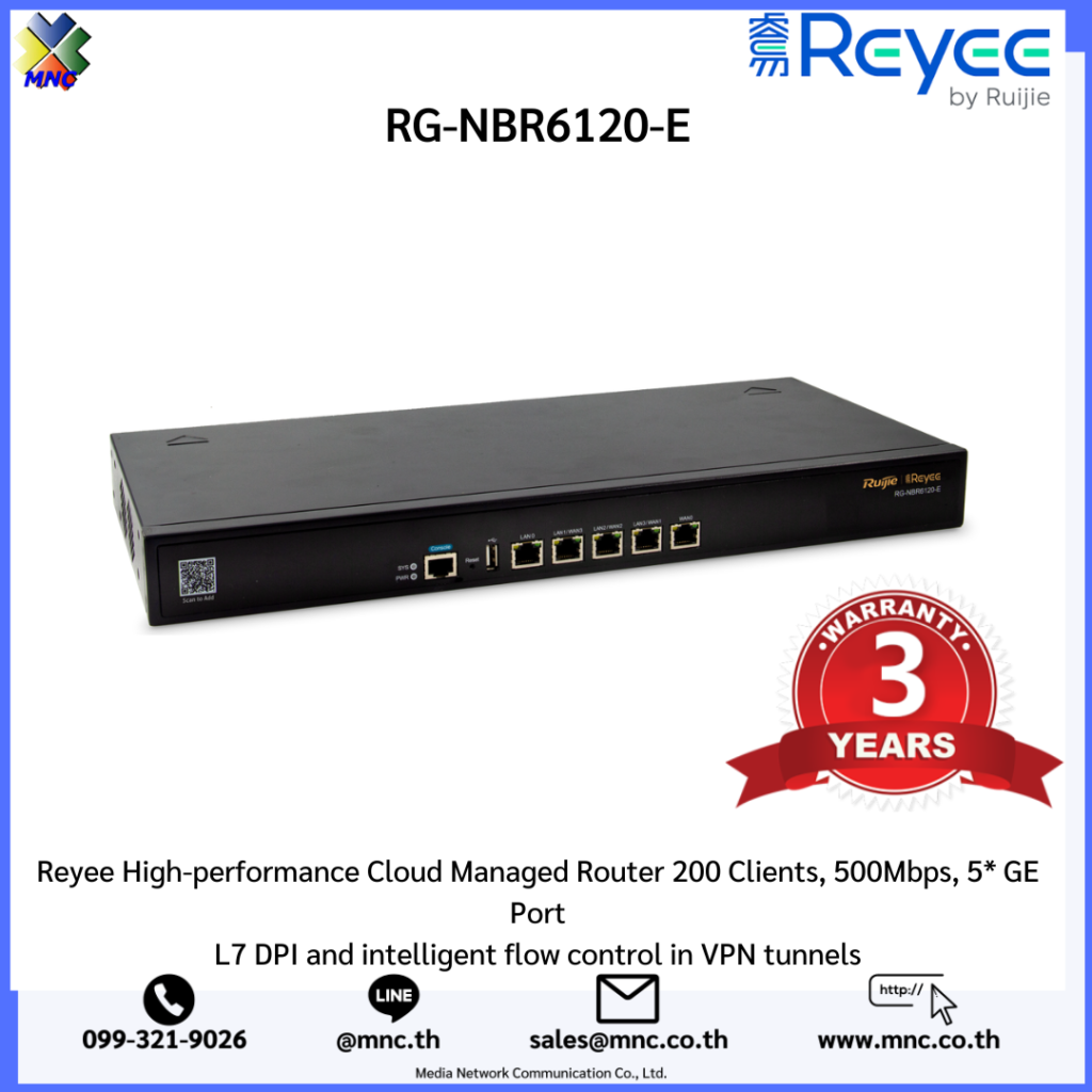 RG-NBR6120-E, Reyee High-performance Cloud Managed Security Router 200 ...